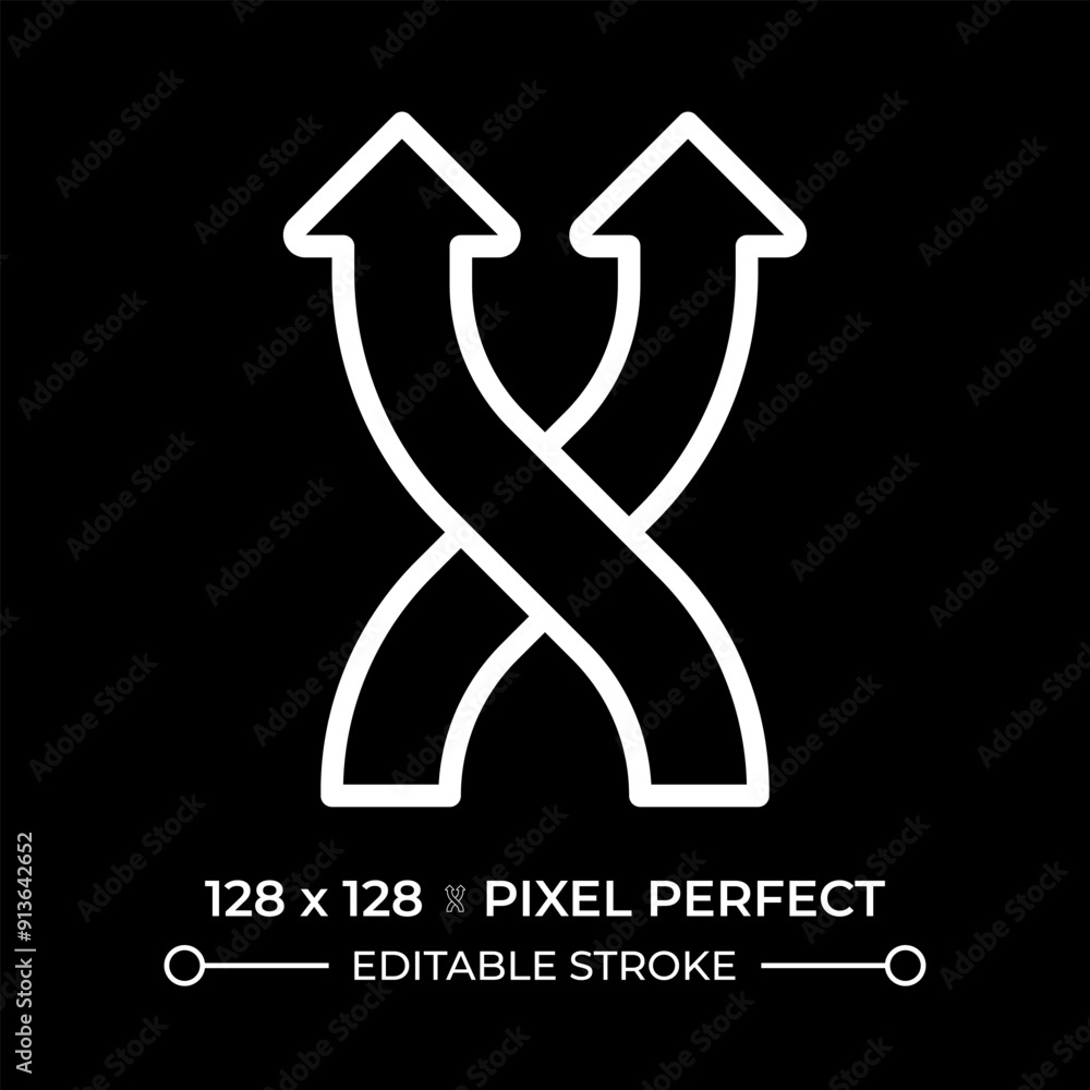 Shuffle white linear icon for dark theme. Crisscross arrows. Multimedia ...