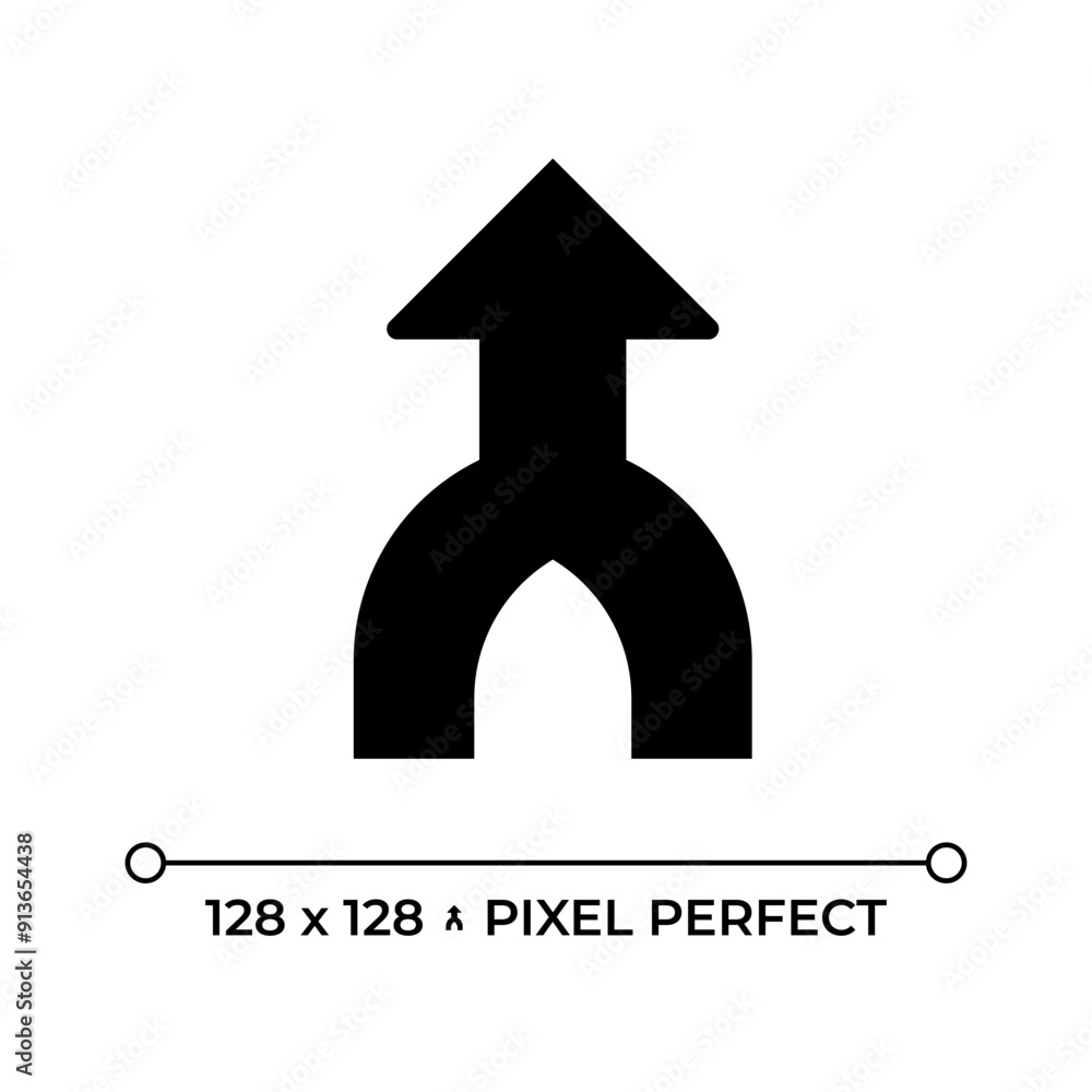 Merge arrow black glyph icon. Upward arrow. Representing unity ...