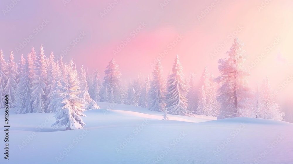 Winter Brocken spectre over snowcovered forest, enchanting and rare ...