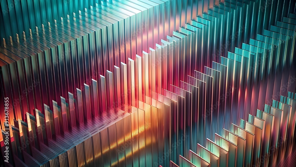 Abstract background with reeded glass effect, 3d render. Render of ...