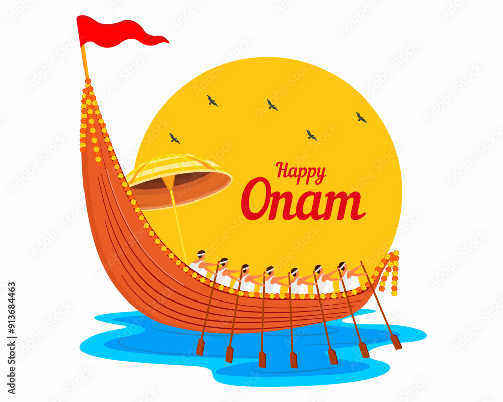rowing a snake boat during the Onam festival celebrating in kerala ...