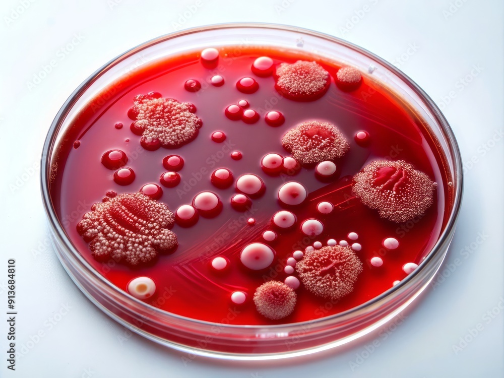 Distinctive double zone of hemolysis pattern on blood agar plate ...