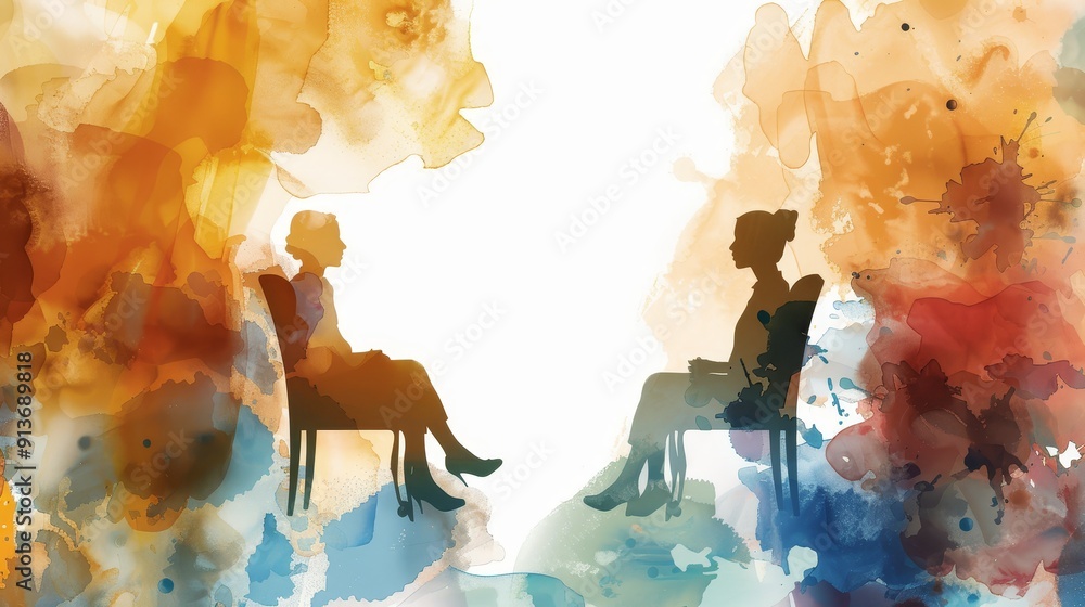 Two figures facing each other in silhouette, representing connection ...