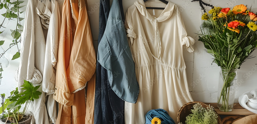 Reusable Fashion, A stylish tableau featuring trendy clothing made from ...