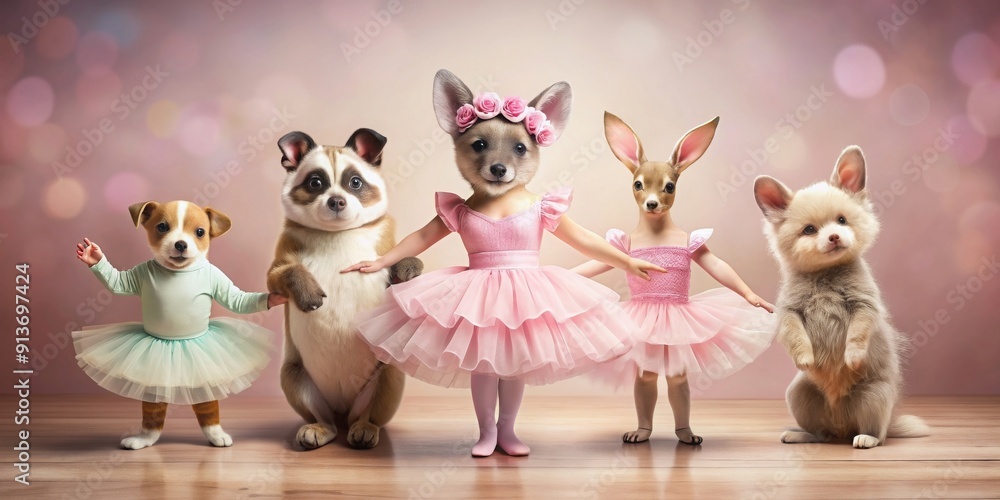 Adorable animals in ballet costumes celebrating Mother's Day, cute ...
