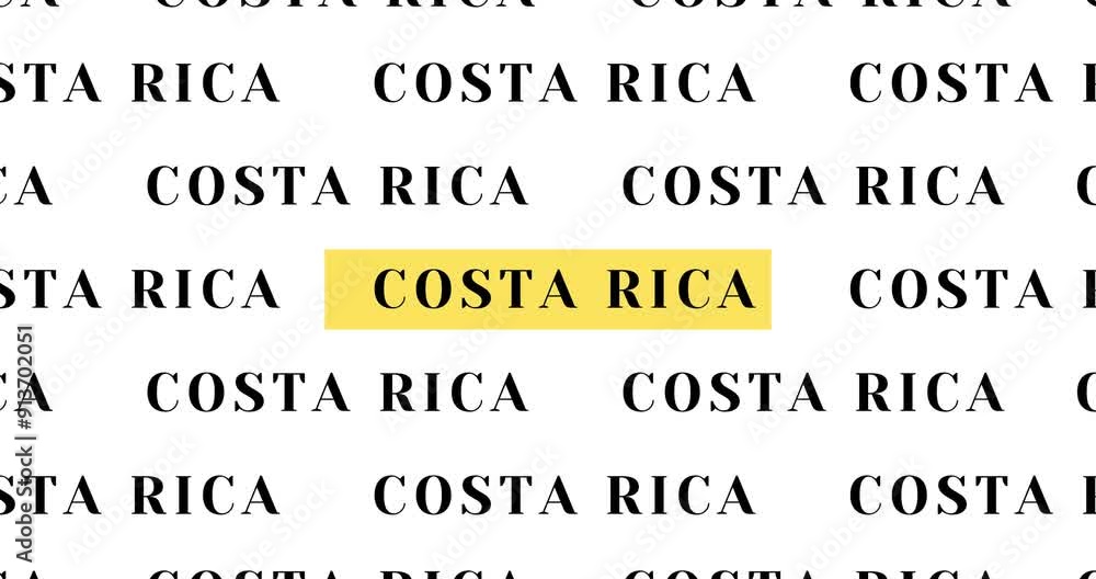 Costa Rica Country text typing word, Marker Highlight Yellow Pen in ...