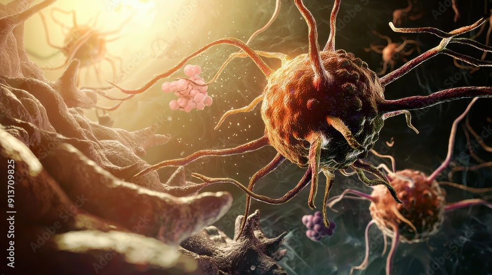 ภาพประกอบสต็อก Macrophage and White blood cell attacking bacteria ...