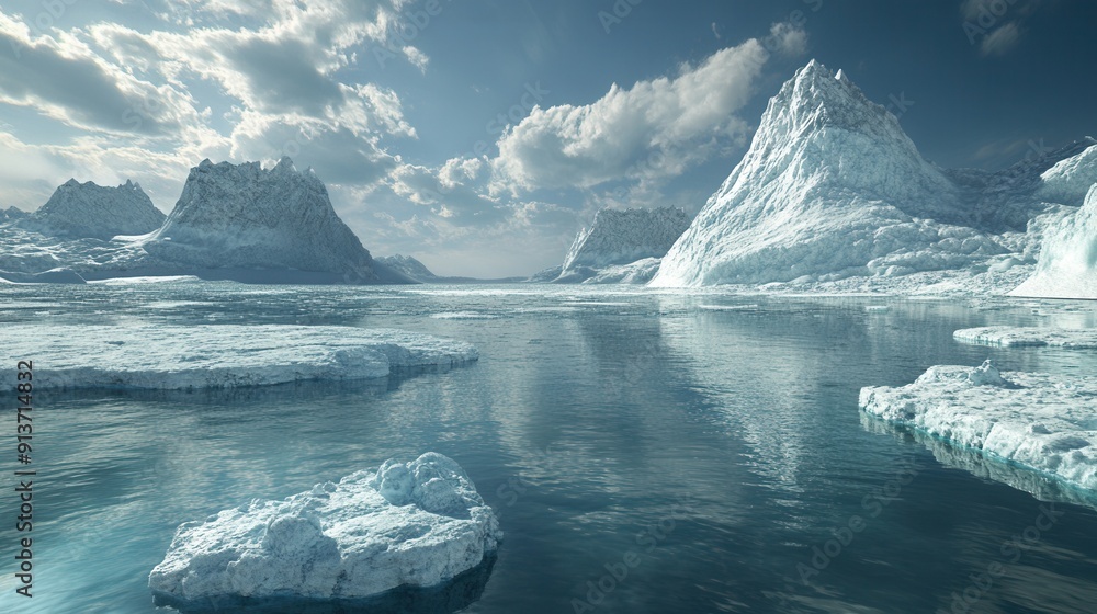 Visual representation of climate change effects on polar ice caps and ...