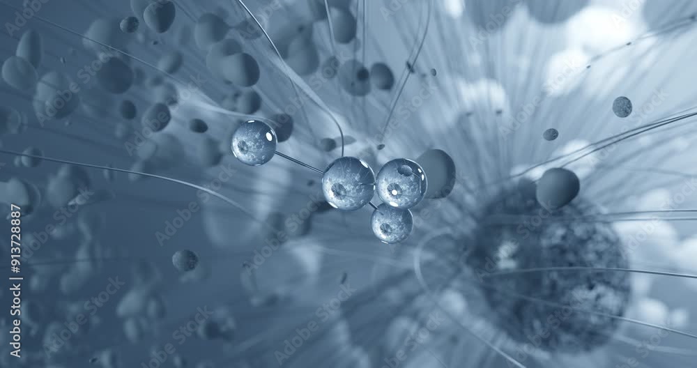 Iron(III) chloride rotating molecular 3d structure ball-and-stick model ...