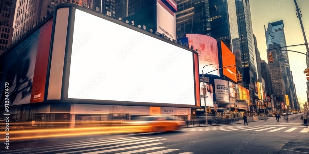 Mockup of an Empty Billboard in Times Square, New York City. AI ...