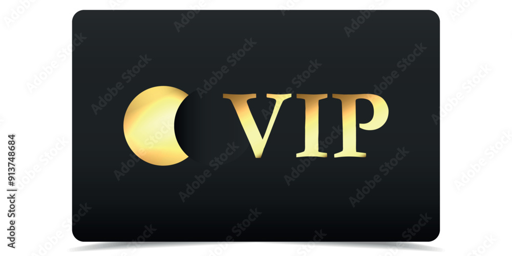 Vip. Vector black banner with gold vip text. Vip label. Vip and black ...