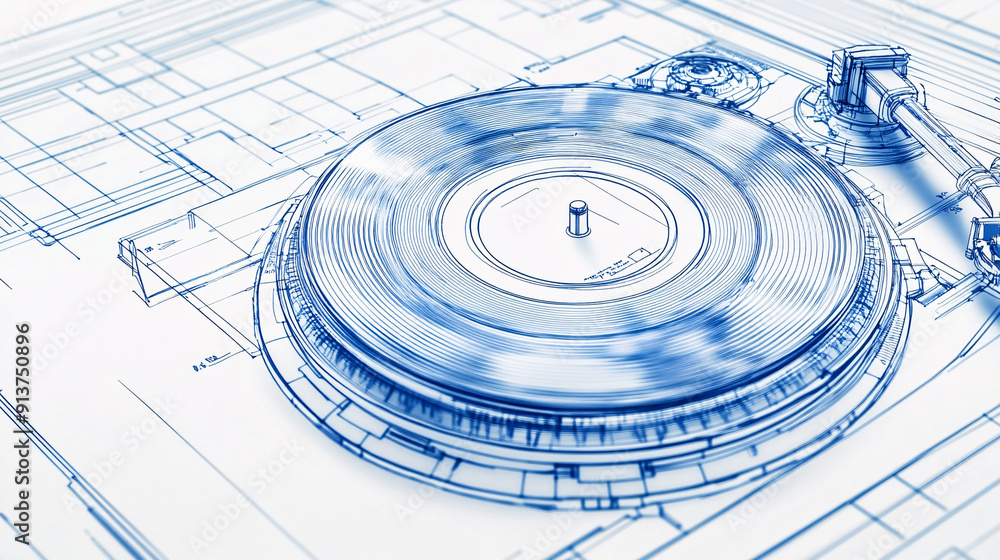 Intricate Turntable Designs in Engineering Blueprints with Detailed ...
