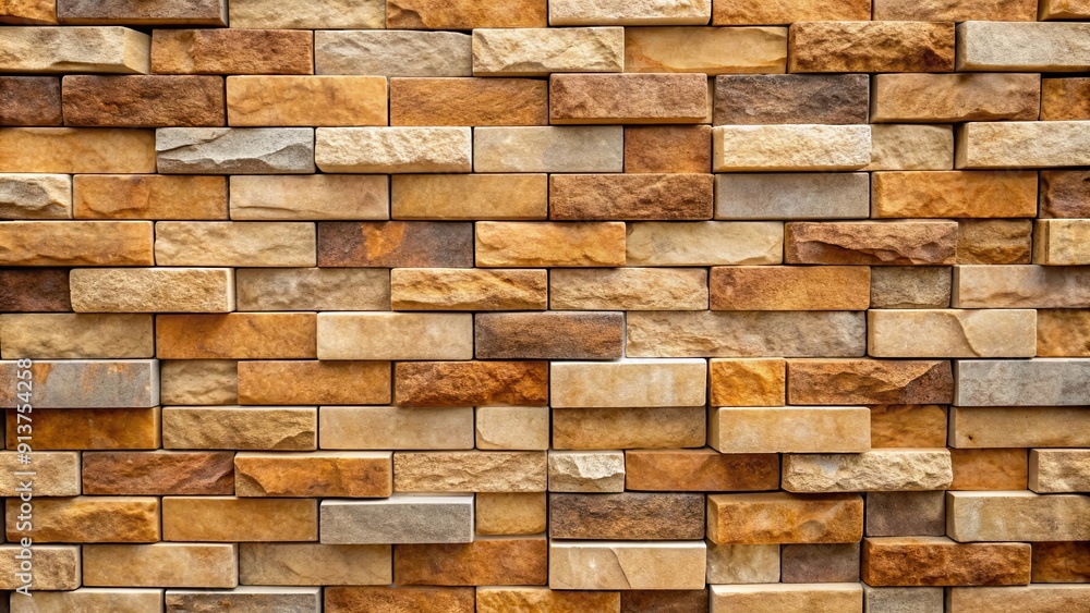 Stone texture wall made of rectangular blocks with different shades of ...