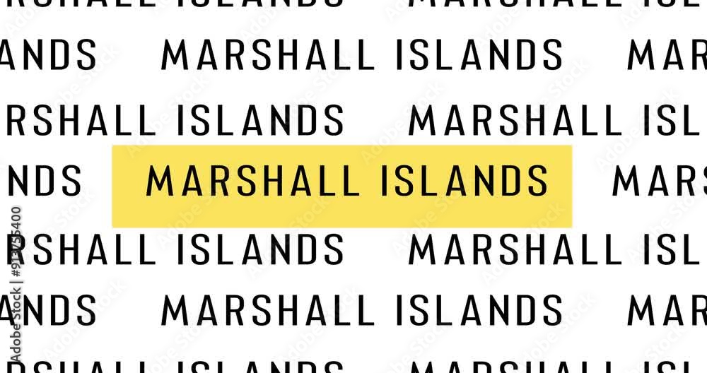 Marshall Islands Country text typing word, Marker Highlight Yellow Pen ...