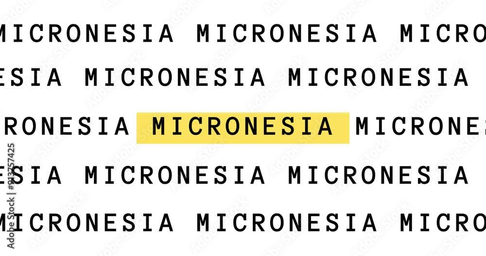 Micronesia Country text typing word, Marker Highlight Yellow Pen in ...