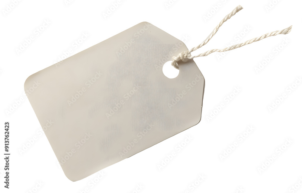 Blank paper tag with string isolated on transparent background with ...