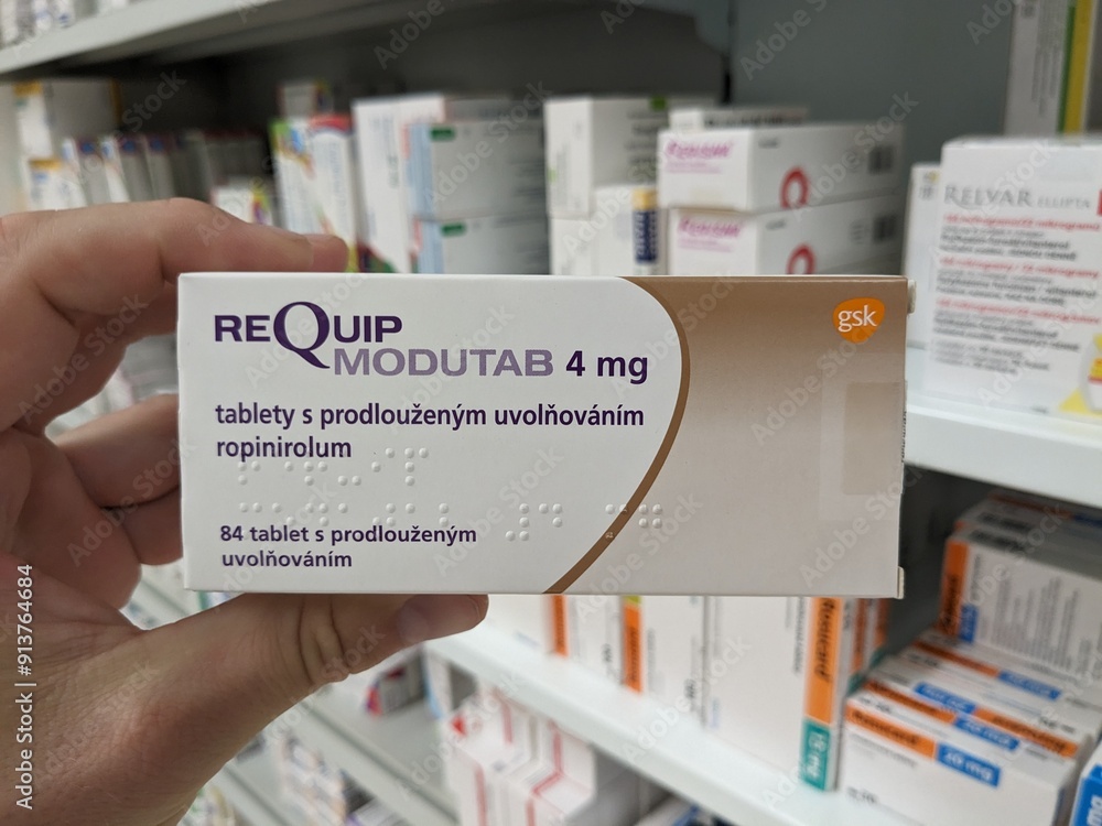 Prague,Czech Republic-August 7 2024: REQUIP MODUTAB box of medication ...