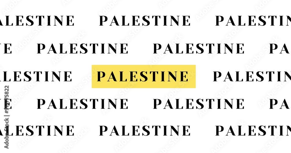 Palestine Country text typing word, Marker Highlight Yellow Pen in Bold ...