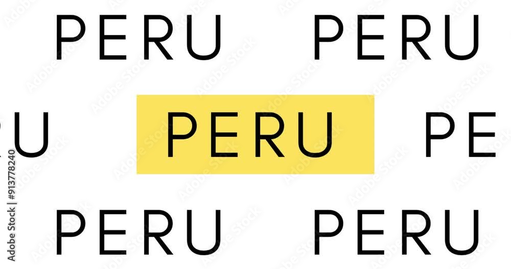 Peru Country text typing word, Marker Highlight Yellow Pen in Bold ...