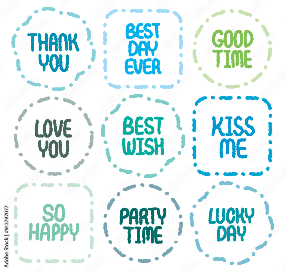 Dotted Out-line Set of cute dialog box vector for text. Doodle style ...
