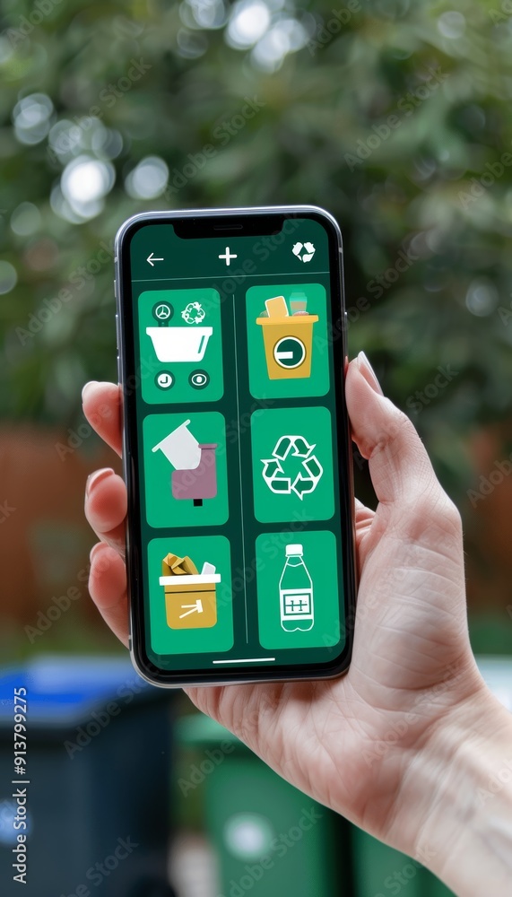 Mobile App Interface for Waste Sorting Guide - User-Friendly Icons and ...