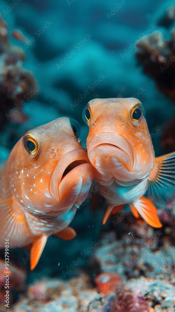 Lesser-known fish species engaged in a territorial fight, showcasing ...