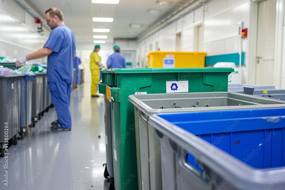 Efficient Hospital Waste Management Area with Clearly Marked Medical ...