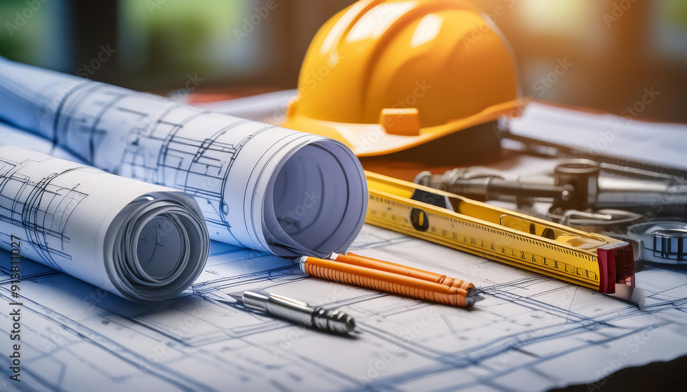 Blueprint and architectural design, featuring symbols like technical ...