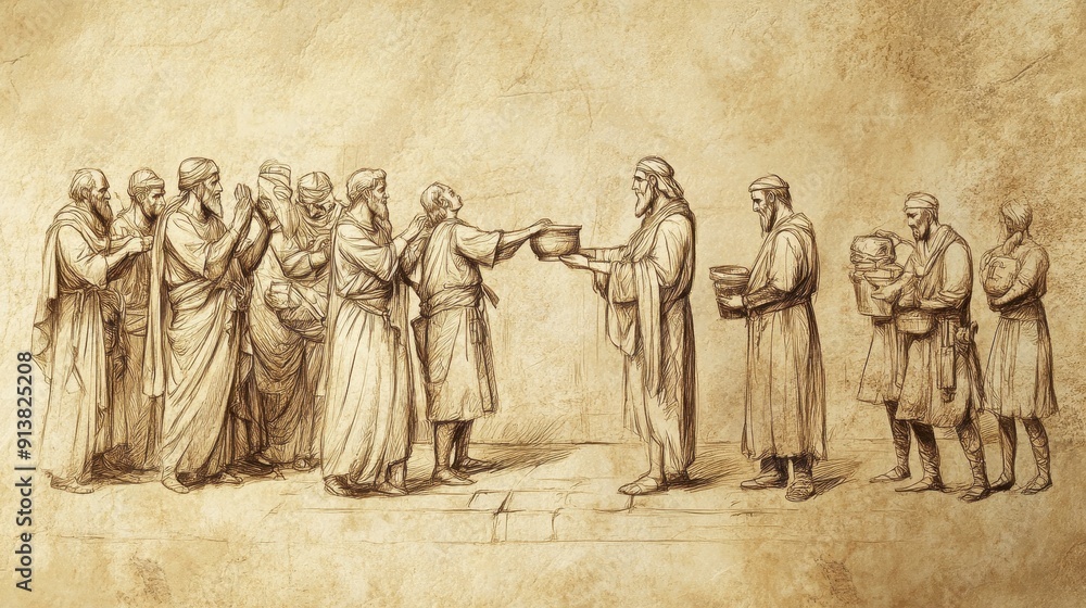 Biblical Illustration of The Levitical Cities: The Levites receiving ...
