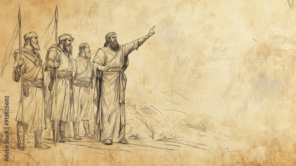 Biblical Illustration of The Eastern Tribes Return: Joshua summoning ...