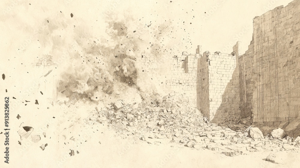 Biblical Illustration of The Fall of Jericho: The walls of Jericho ...