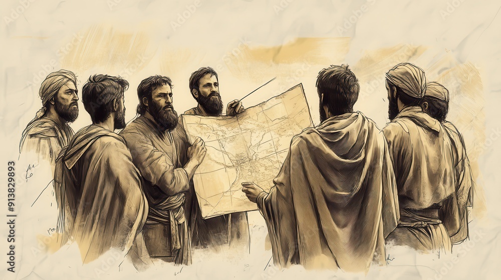 Biblical Illustration of The Allotment for the Remaining Tribes: The ...