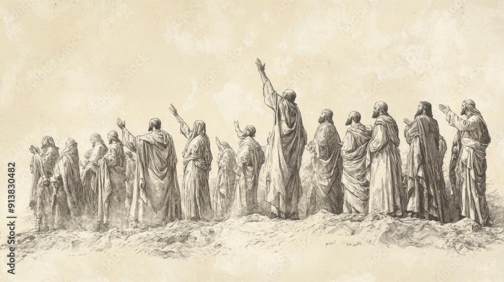 Biblical Illustration of Joshua's Farewell Address: Joshua blessing the ...
