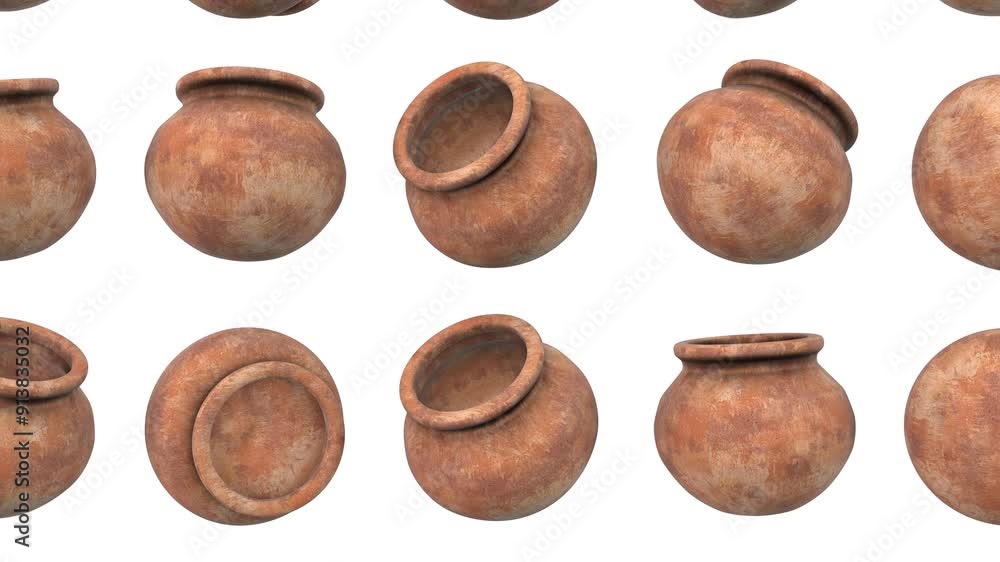 3D Clay Pots Falling Animation. Pottery Manufacturing. Clay Pots 3D. 4K ...