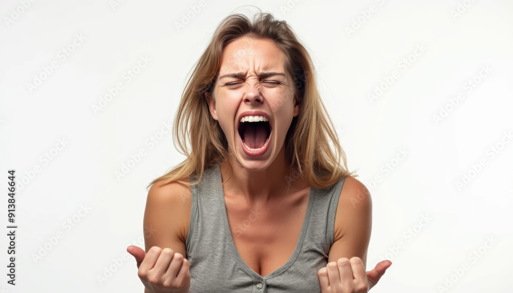 Frustrated Woman Screaming, Close Up Portrait, Emotional Expression ...