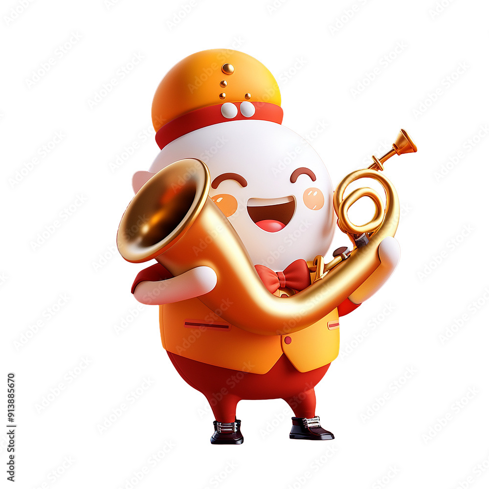 3D character icon of a full-body character playing a tuba, celebrating ...