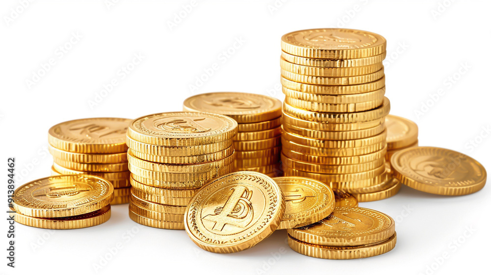 gold coins stack clipart, wealth element, realistic illustration ...
