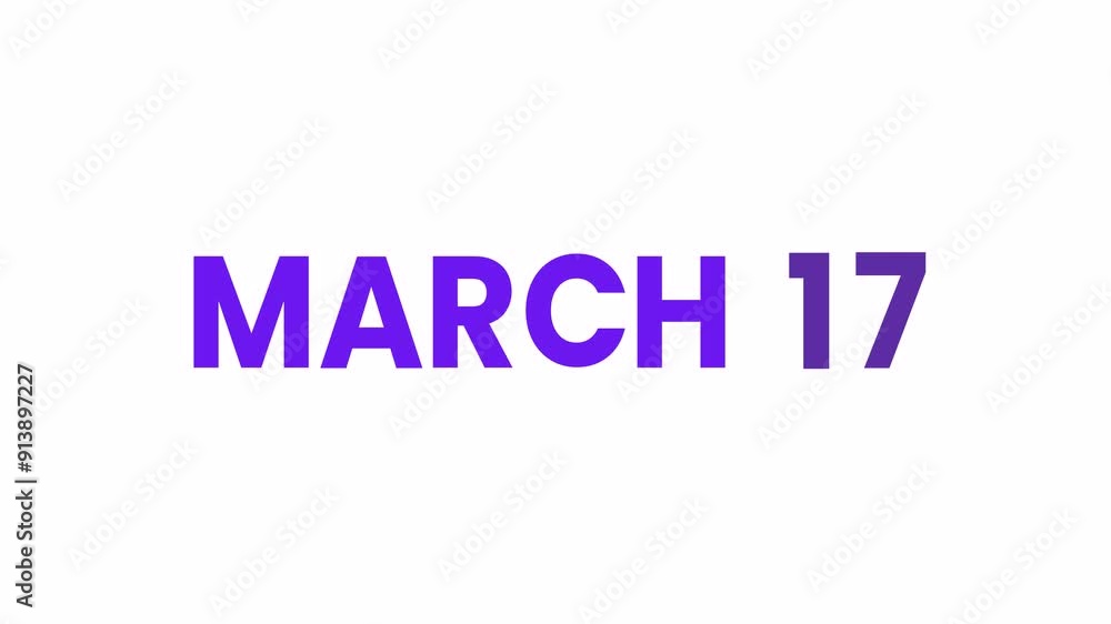 17th March calendar icon animation. Alpha matte with transparent ...