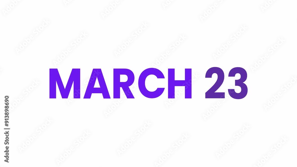 23rd March calendar icon animation. Alpha matte with transparent ...