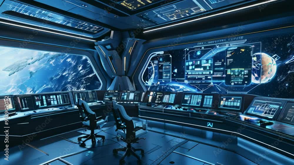 Experience a high-tech command center with panoramic views of Earth and ...