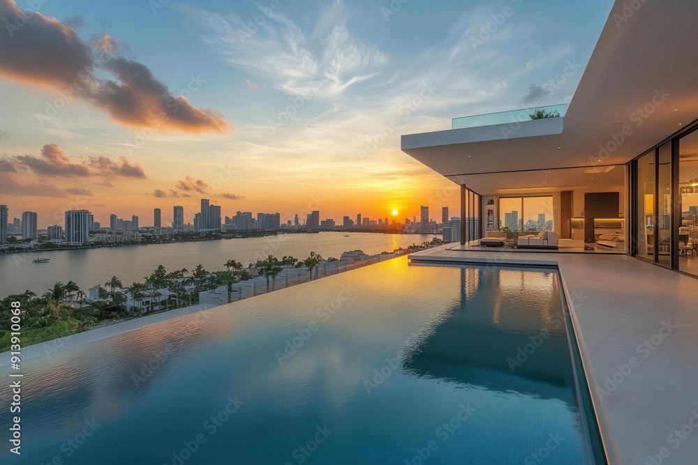 luxurious modern villa with infinity pool on rooftop terrace offering ...