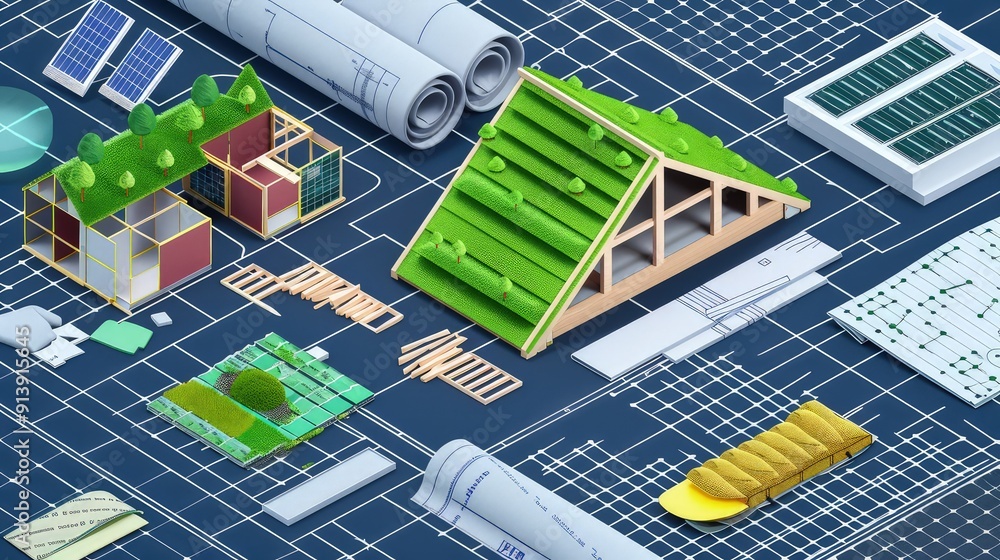 exterior of a house, 3d model of sustainable house made with solar ...