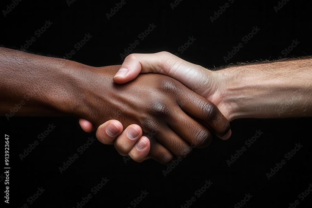 powerful handshake between diverse hands symbolizing unity strong side ...