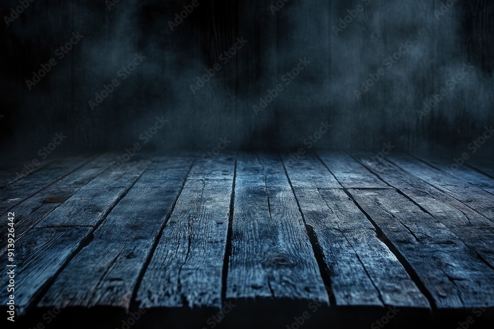Halloween Spooky background with empty wooden planks, dark horror ...