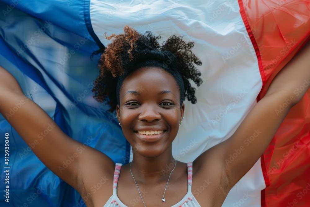 Powered heritage nigerian woman holds france flag emotionally ...