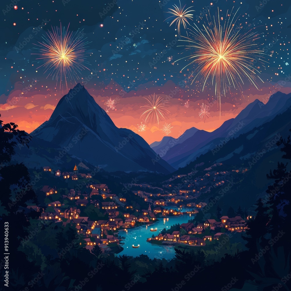 Mesmerizing Diwali Mountain Spectacle: Anime-Inspired 4K Digital ...