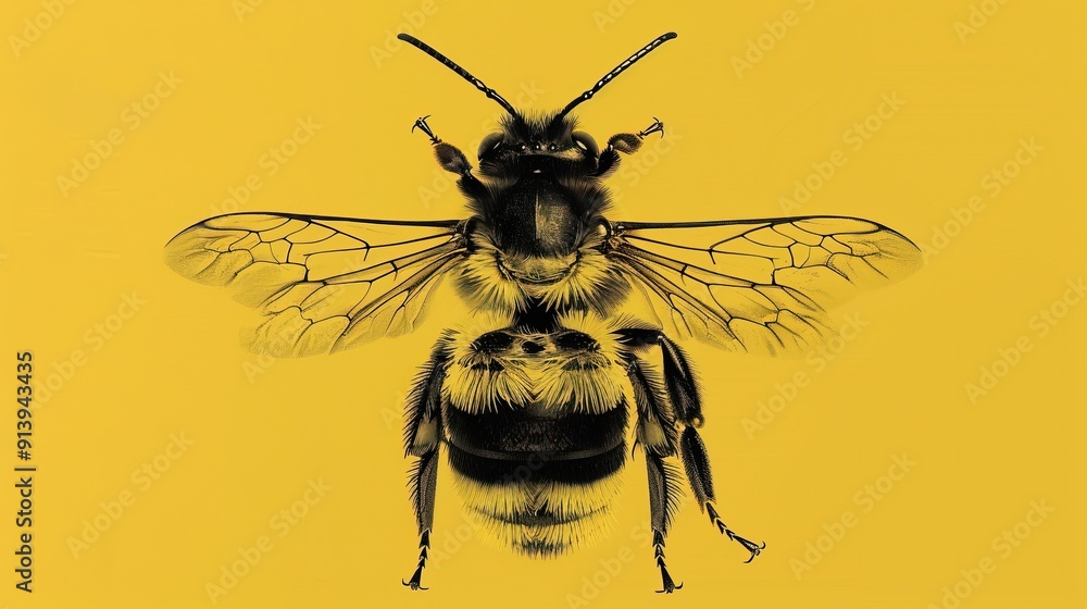 Minimalistic Bee with Yellow and Black Design on Nature Inspired ...