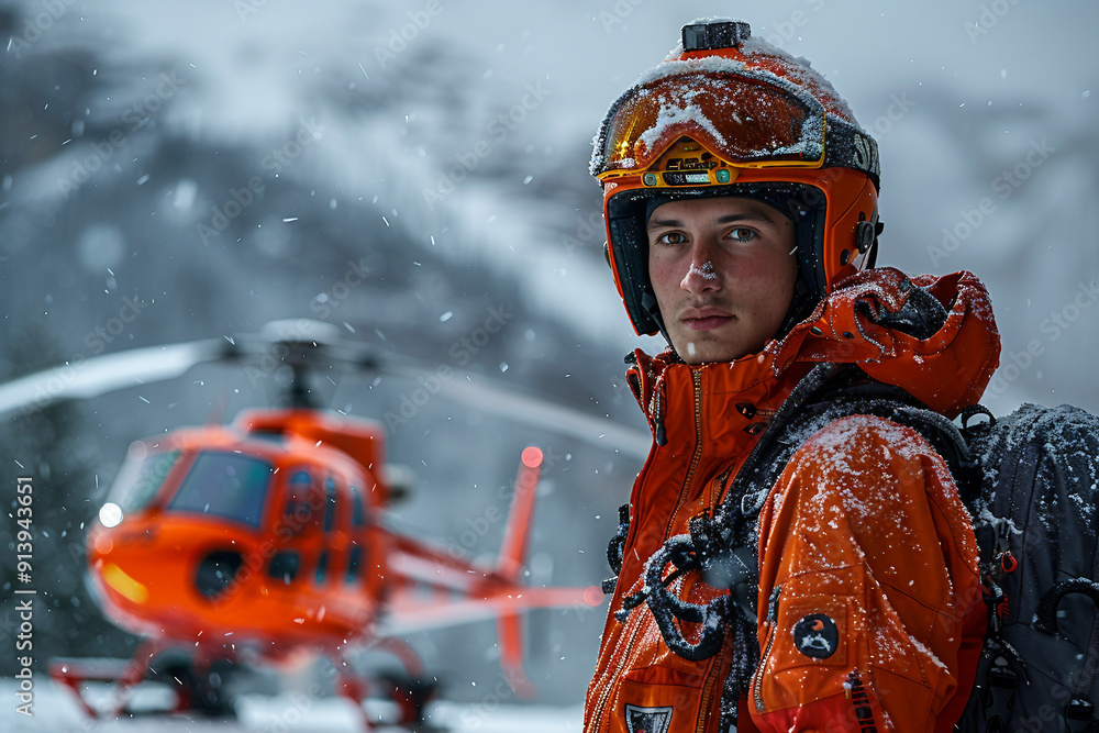 AI generated picture of rescue service man rescue operation outdoors ...