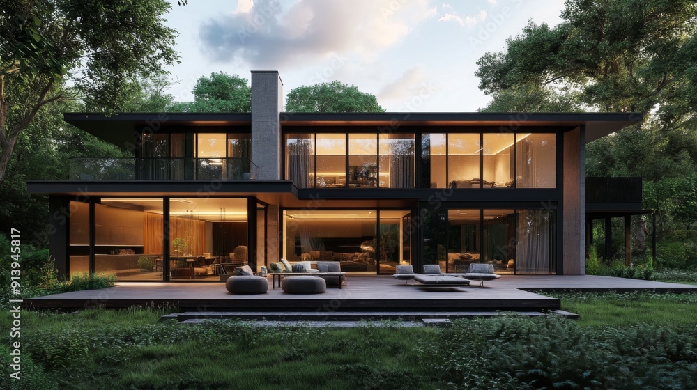 Modern house 3D visualization featuring a rooftop deck and expansive ...