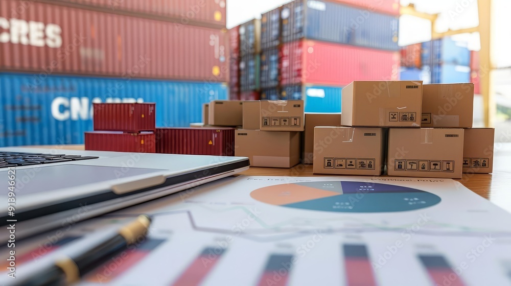Freight rates comparison chart on a desk, showing cost analysis for ...